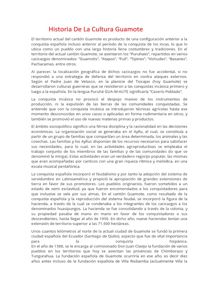 Historia de La Cultura Guamote | PDF | Imperio Inca | Agricultura