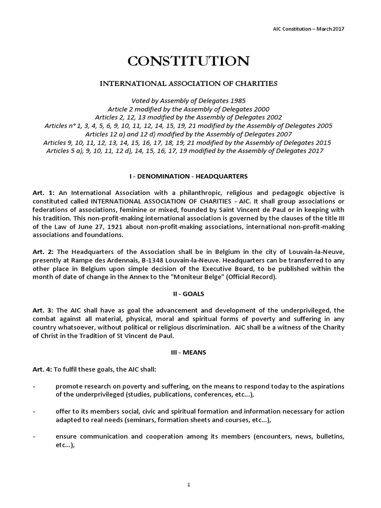 2017 AIC CONSTITUTION Revu2018 | PDF | Board Of Directors | Presidents ...