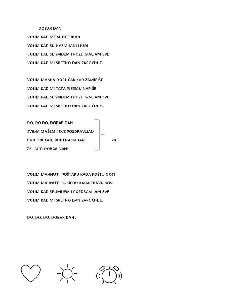 DOBAR DAN Tekst Pjesme | PDF