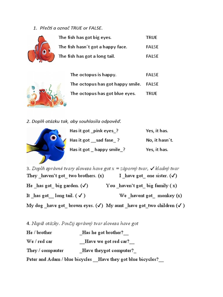 Pracovní List 12 - Have, Has Got | PDF