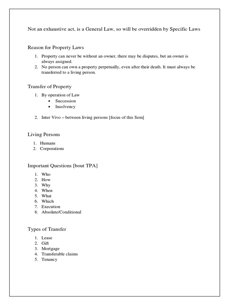 Tpa Notes Pdf Lease Property