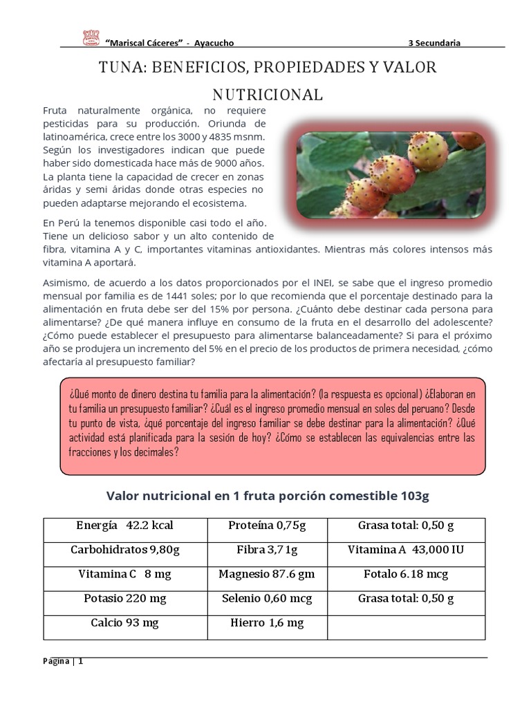 Tuna: Beneficios, Propiedades Y Valor Nutricional | PDF | Nutrición ...