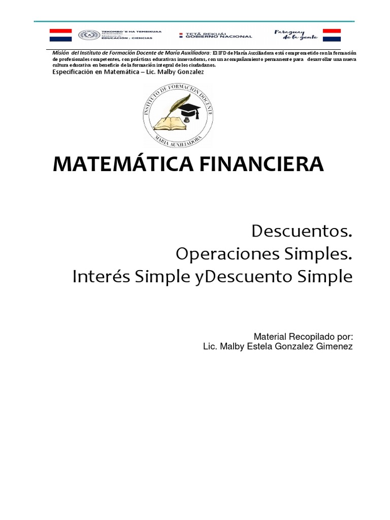 MAT. DE LEC_3. Descuentos e Interés simple... | PDF | Interés | Tasas de interés
