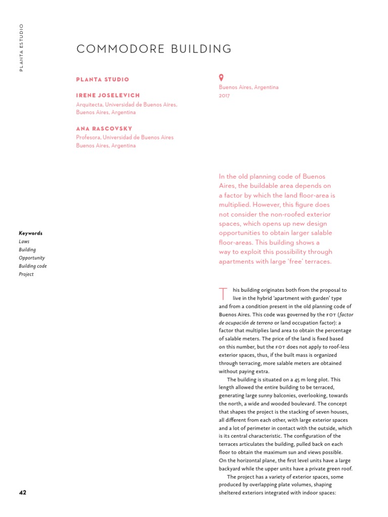Commodore Building: PL Anta Stu Dio I Re N E Jose Levich | PDF | Building Engineering ...