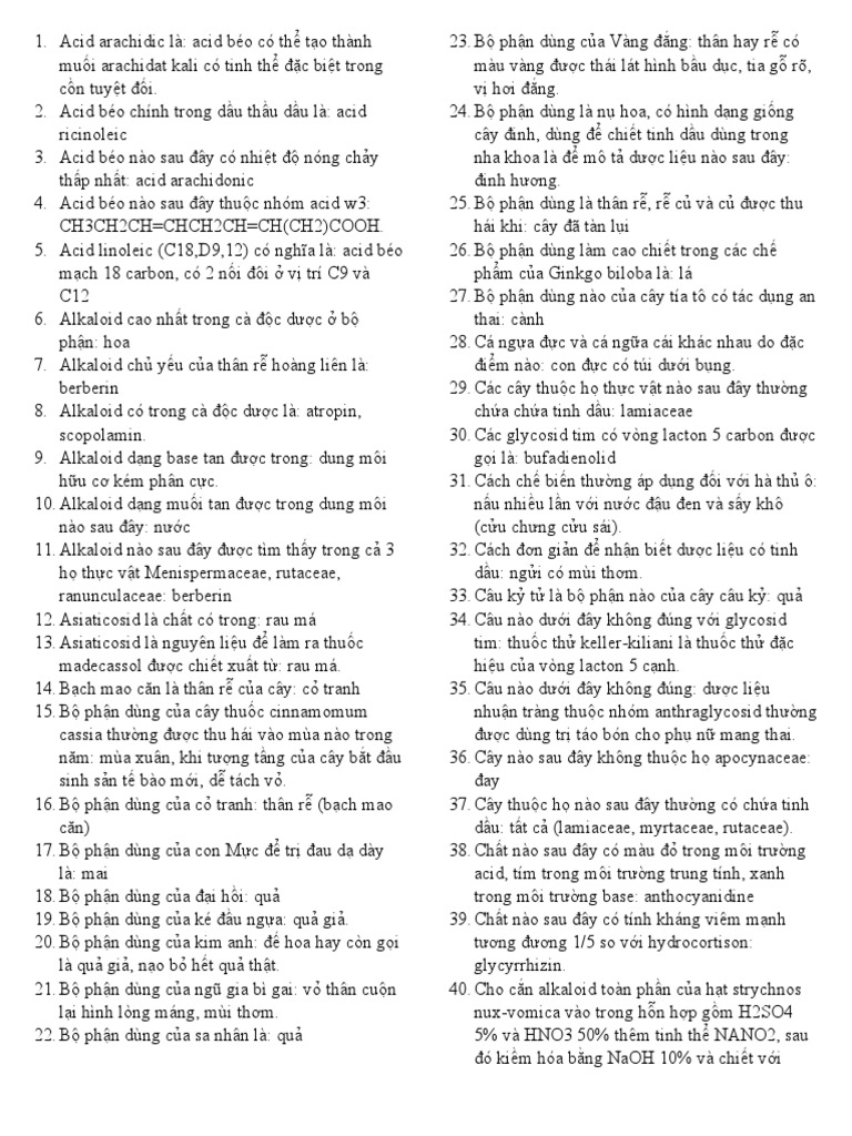 Trac Nghiem Duoc Lieu | PDF