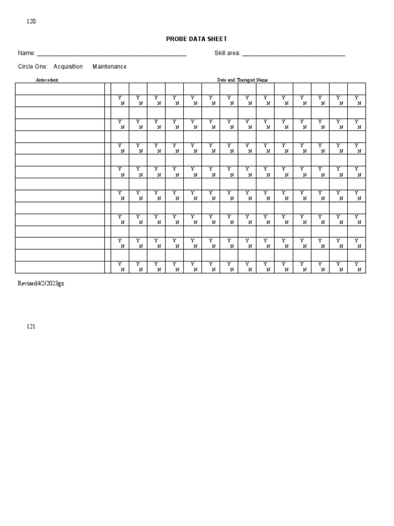 Probe Sheets With Dates No Program Change Row | PDF