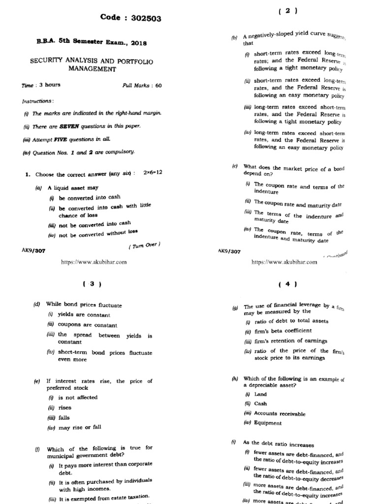 Aku 5th Sem. Sample Paper | PDF