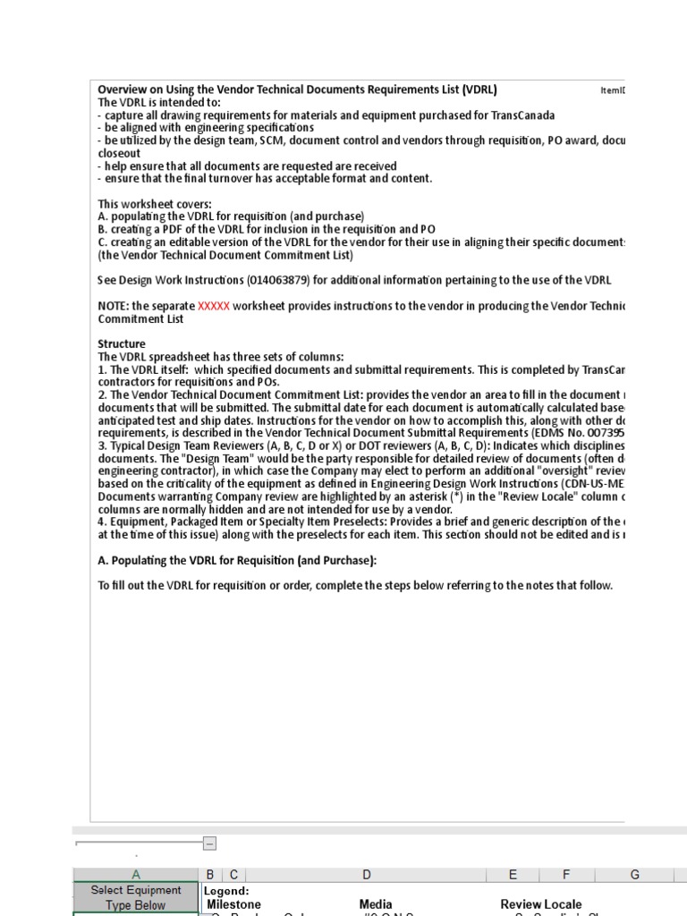 VDRL Usage Guide for Vendors | PDF | Worksheet | Valve