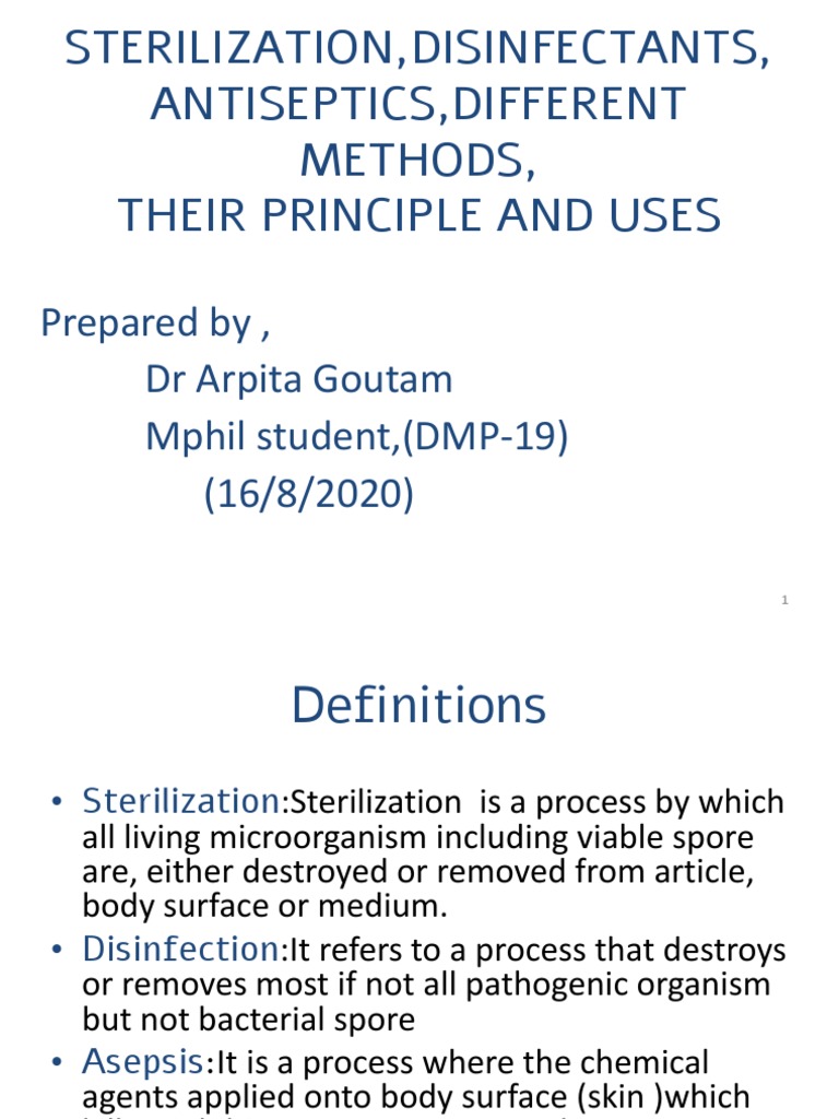 Sterilization, Disinfectants, Antiseptics, Different Methods, Their ...