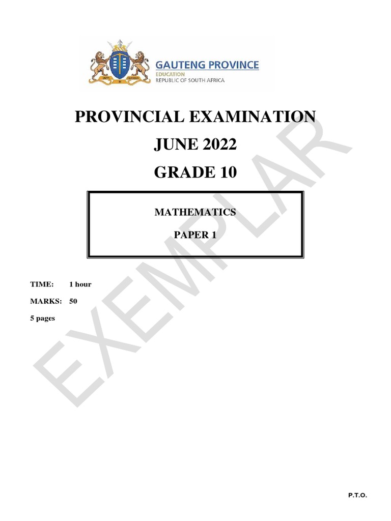 Gr10 MATH P1 (ENG) June 2022 Question Paper | PDF | Numbers | Discrete ... Gr10 MATH P1 (ENG) June 2022 Question Paper | PDF | Numbers | Discrete ...