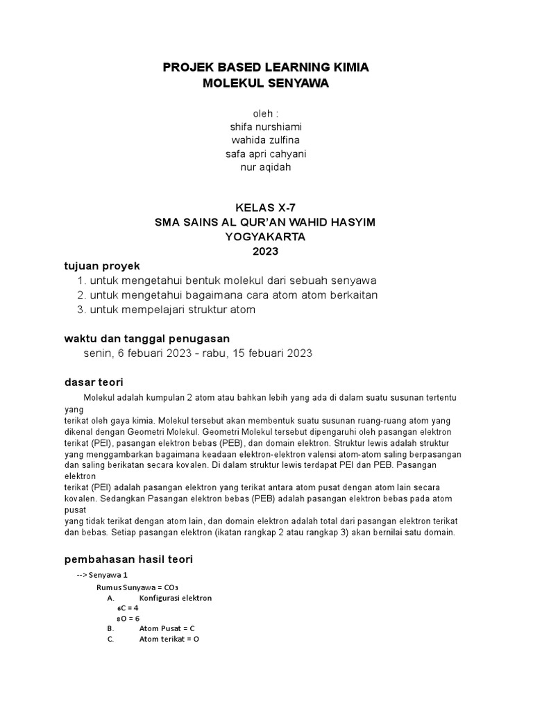 Projek Based Learning Kimia | PDF