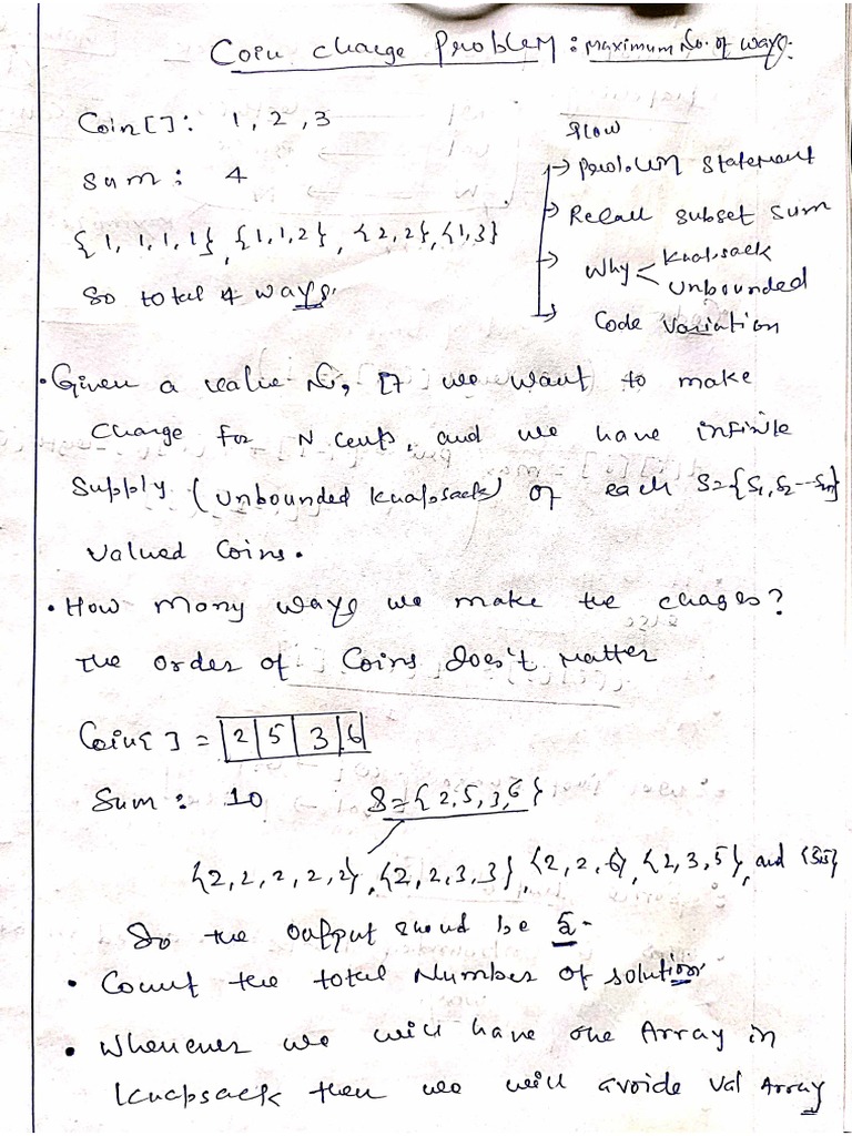 Coin Change Problem | PDF Coin Change Problem | PDF
