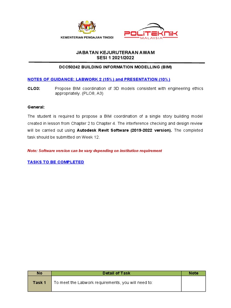 Labwork 2 Nog DCC50242 | PDF | Building Information Modeling | Engineering