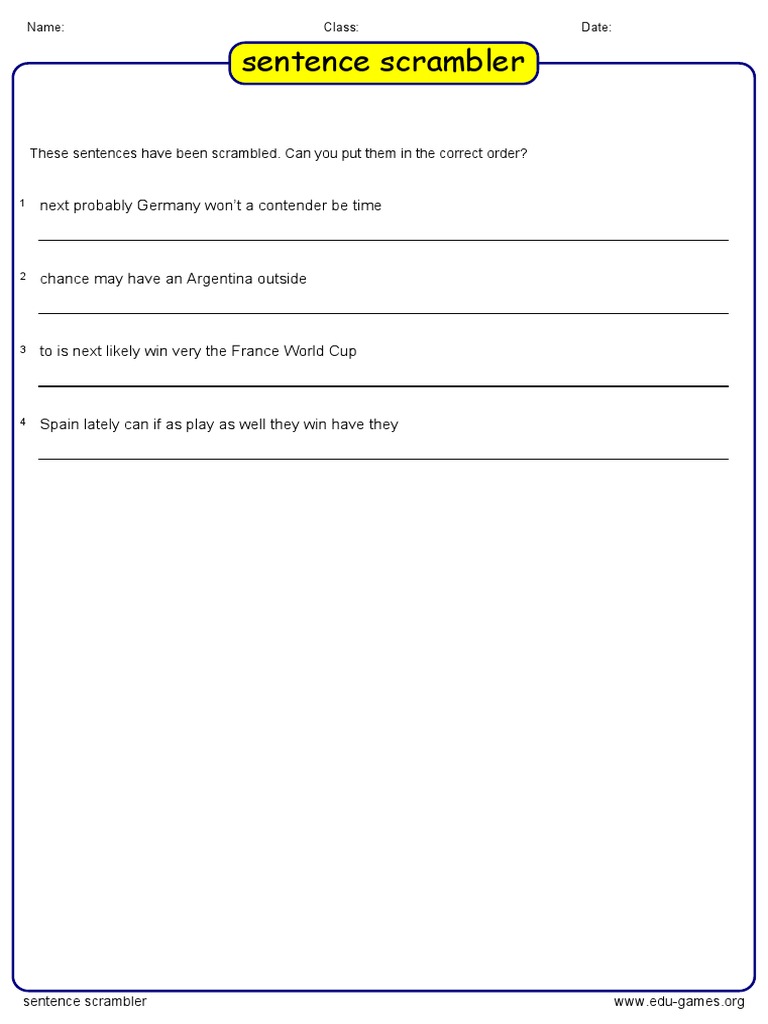 Sentence Scrambler | PDF