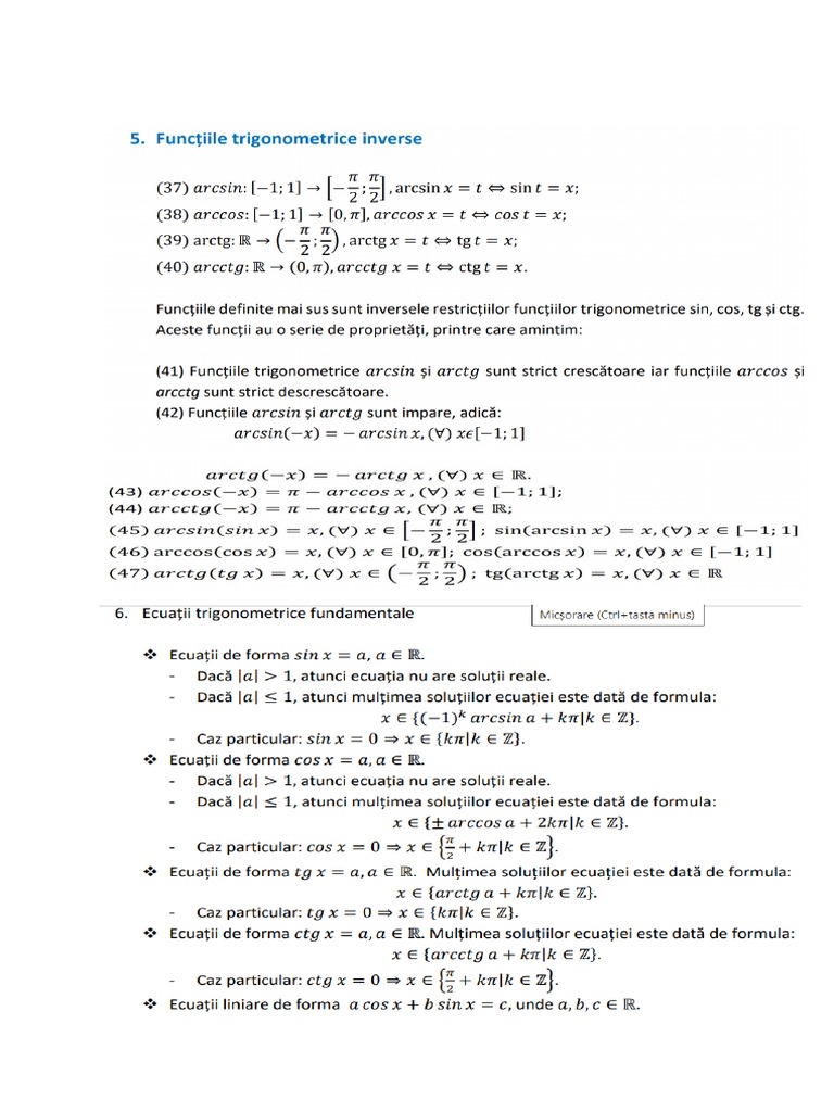 FC Trig. Inverse - Ecuatii Trigon. Ex | PDF