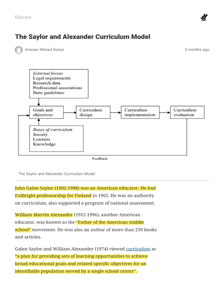 The Saylor and Alexander Curriculum Model - Educare We Educate | PDF ...