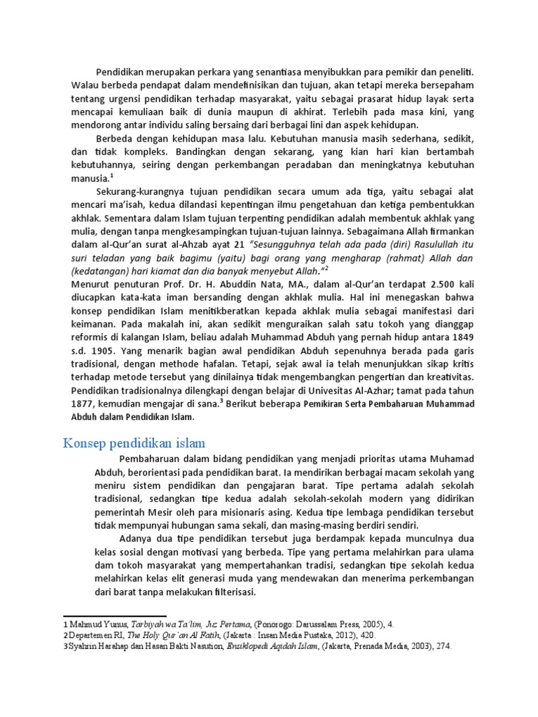 Pemikiran Serta Pembaharuan Muhammad Abduh Dalam Pendidikan Islam | PDF