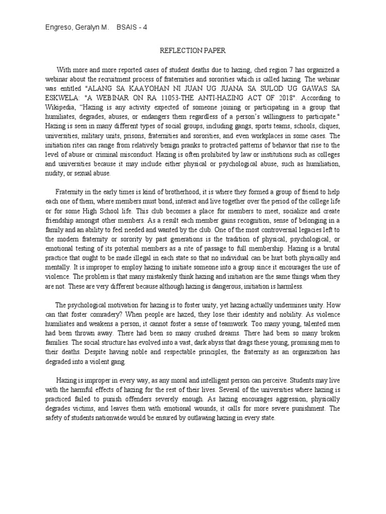 Reflection Paper | PDF | Psychological Concepts | Justice