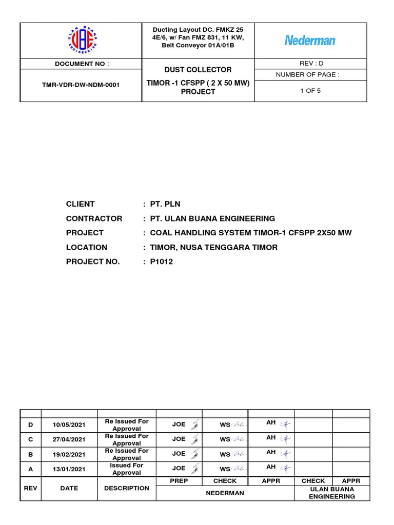 TMR-VDR-DW-NDM-0001 - RD - FC - Duct L DC. FMKZ 25 4E 6, W Fan FMZ 831, 11 KW, BC 01A 01B | PDF