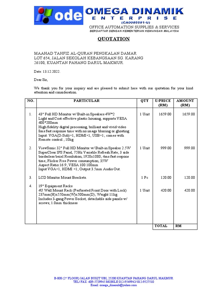 Quotation: Office Automation Supplies & Services | Download Free PDF ...