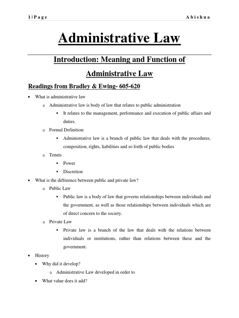 Admin Law Notes | PDF | Governance | Rule Of Law