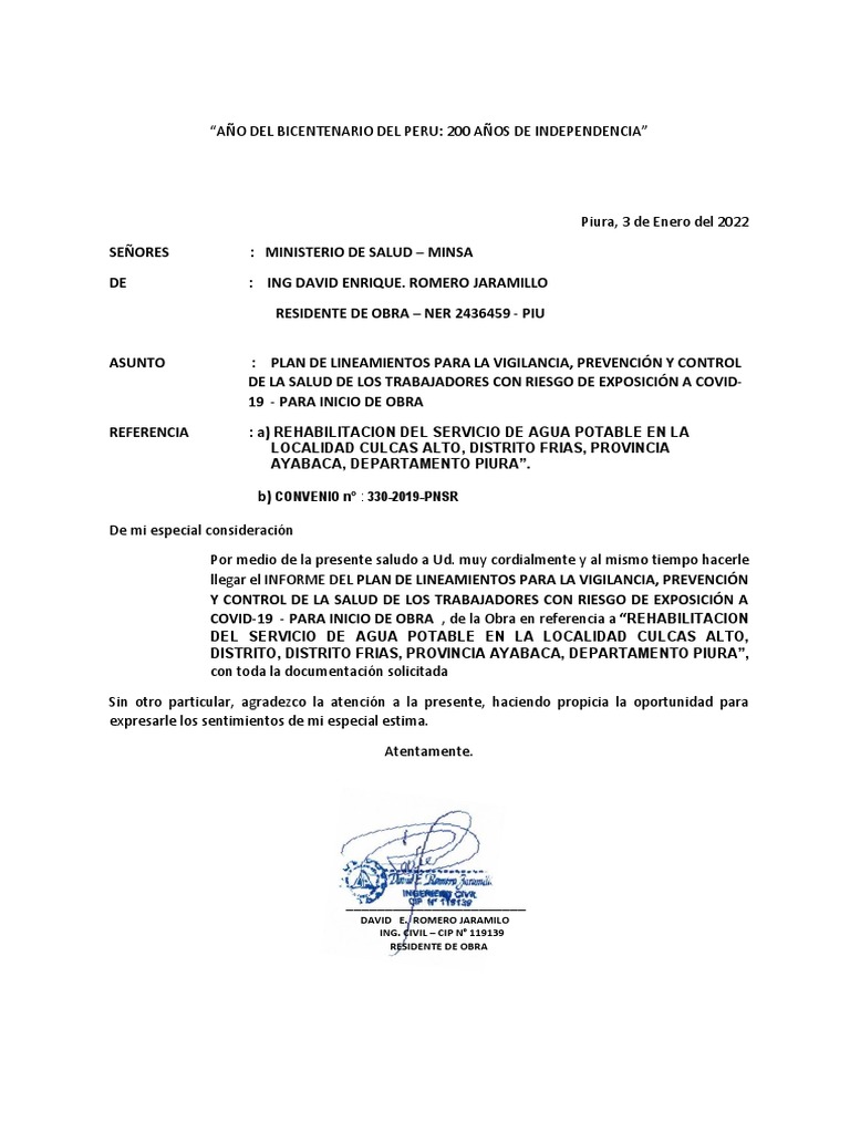 Carta para Minsa | Descargar gratis PDF | Presupuesto