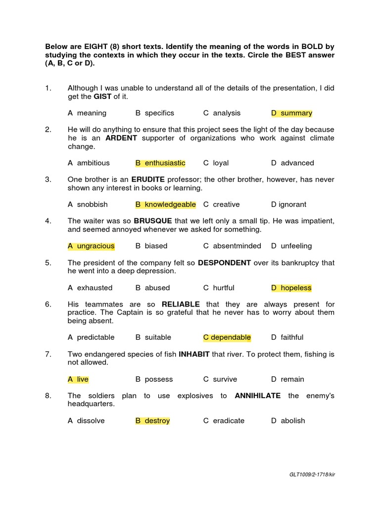 Reading - Vocabulary in Context | PDF