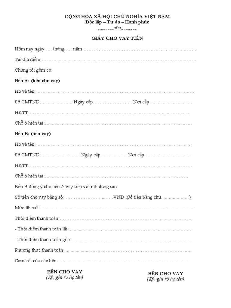 Giay Vay Tien Ca Nhan | PDF