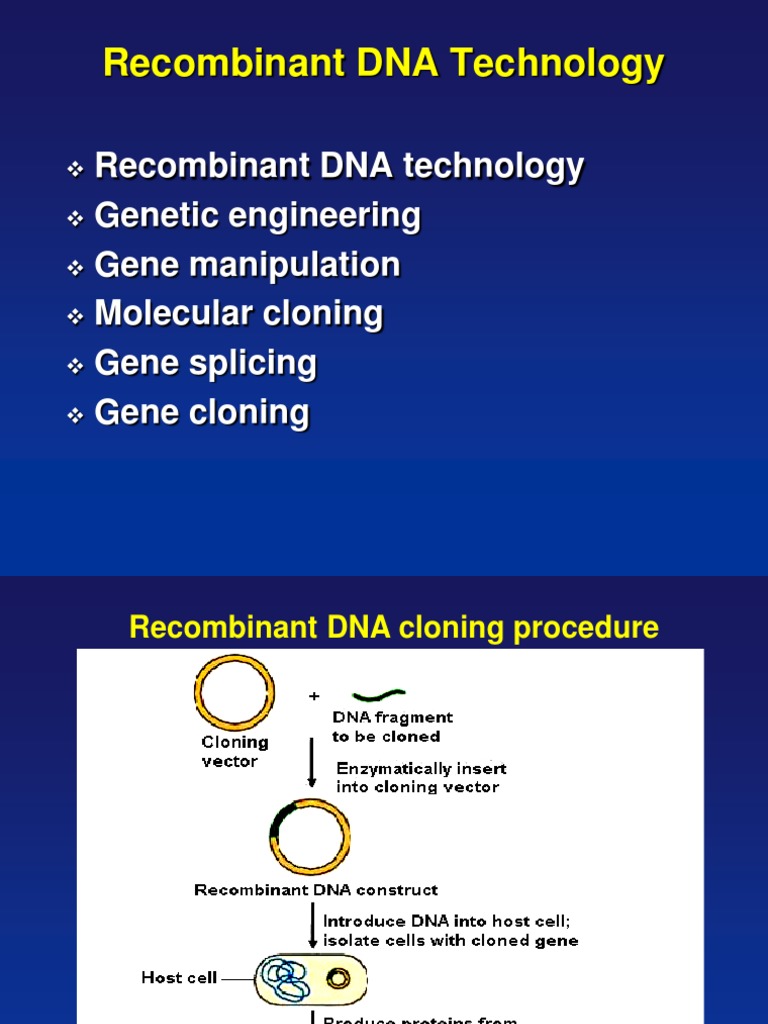 Introduction to Recombinant DNA Technology | PDF | Molecular Cloning ...