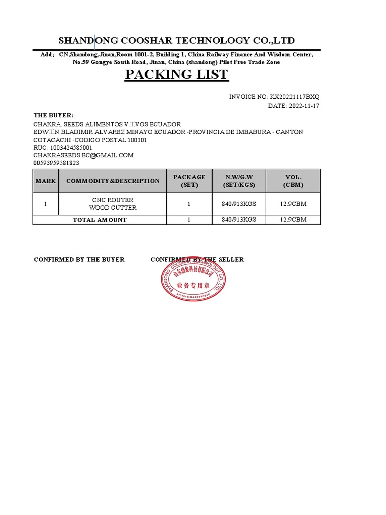Packing List | PDF