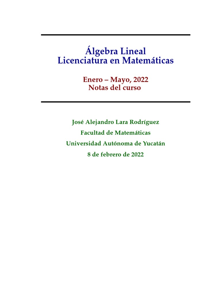 Fundamentos de Álgebra Lineal | PDF | Matriz (Matemáticas) | Espacio ...