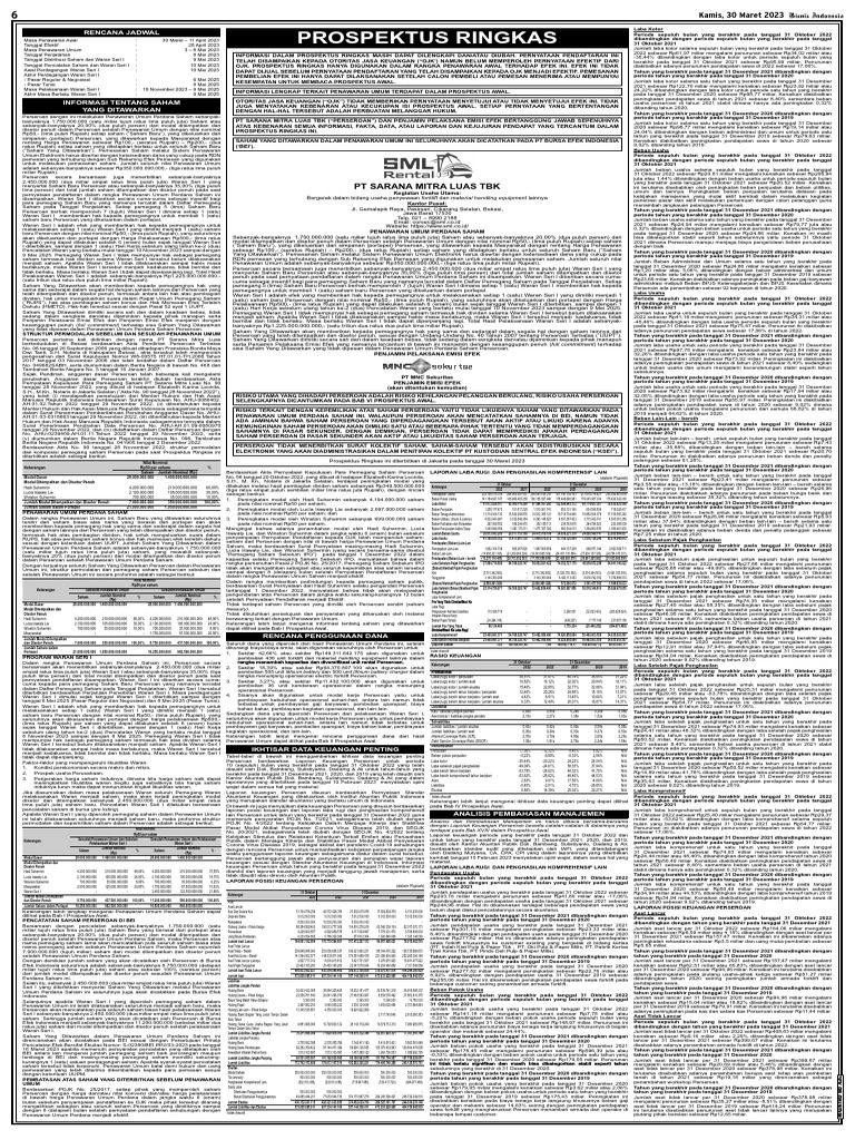 S - SML - Prospektus Ringkas - Bisnis Indonesia - 230330 | PDF