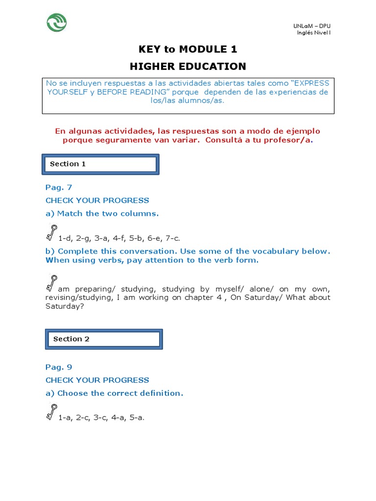 Modulo 1 - KEY | PDF | University | Harvard University