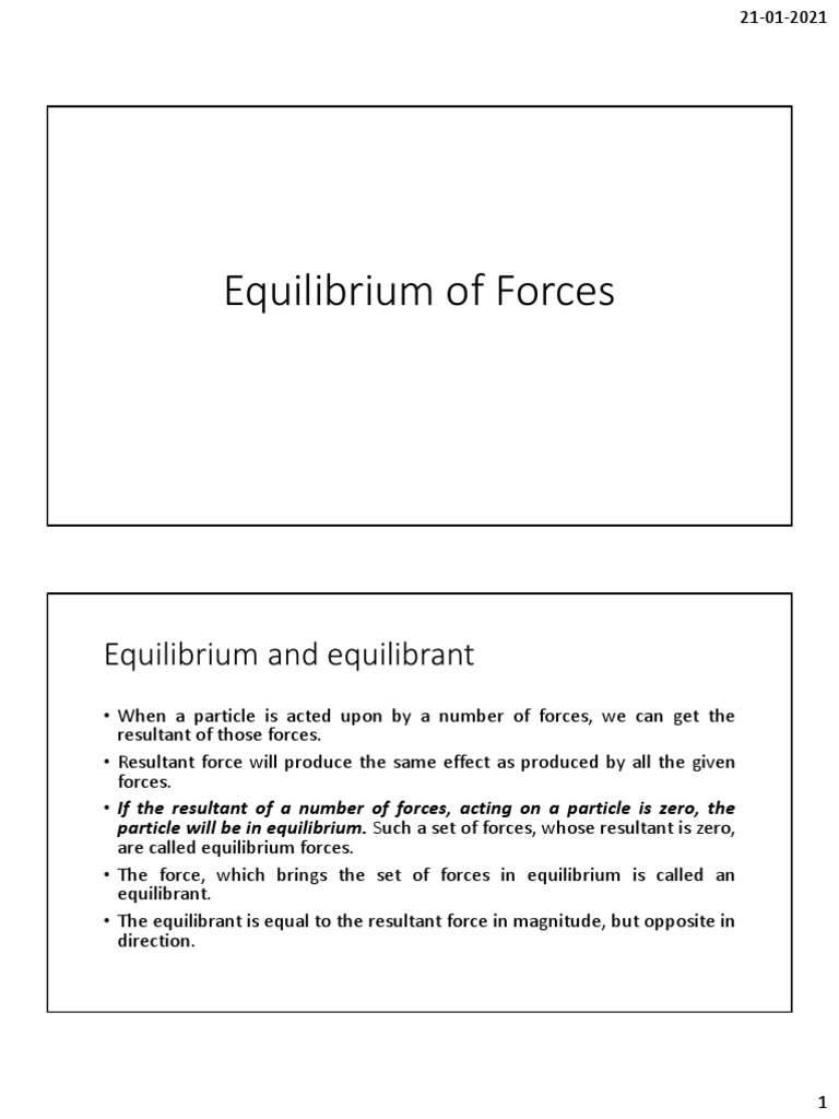 Equilibrium of Forces | PDF | Force | Mechanics