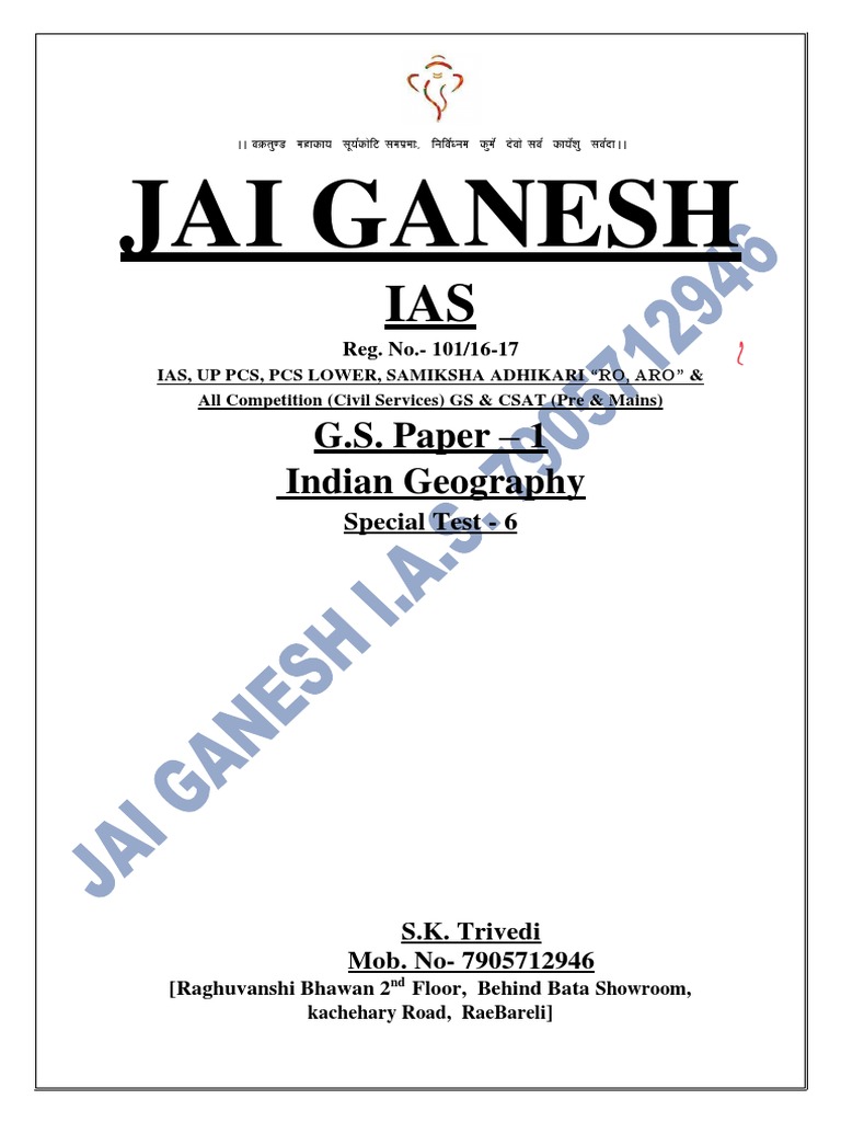 G.S. Paper-1-Indian Geography - 6 | PDF