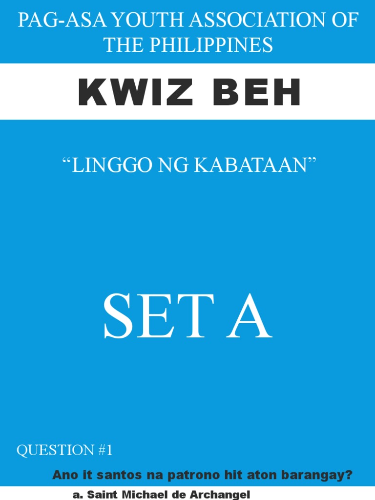 Kwiz Beh: Pag-Asa Youth Association of The Philippines | PDF
