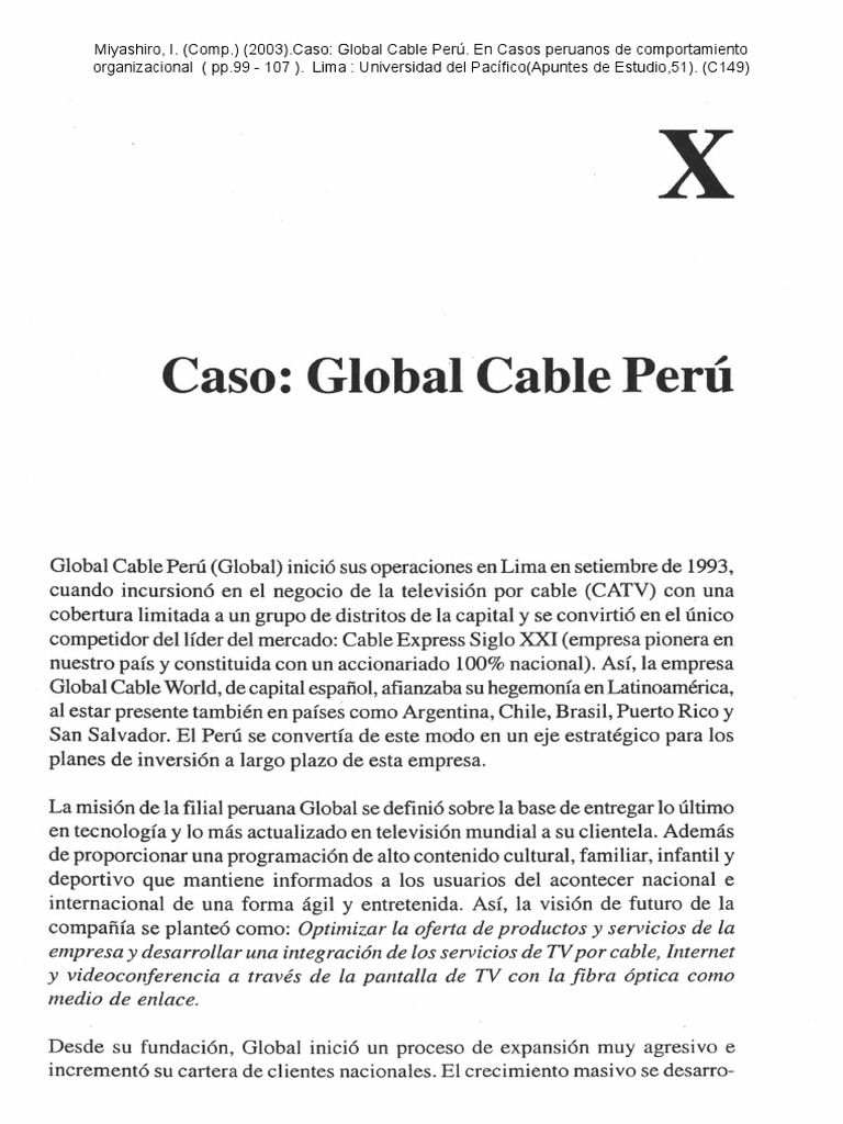 Global Cable Perú: Crecimiento y Desafíos | PDF | Televisión por cable ...