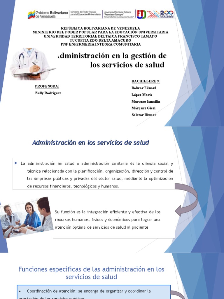 Administracion y Organizacion en La Gestion de Servicios de Salud | PDF ...