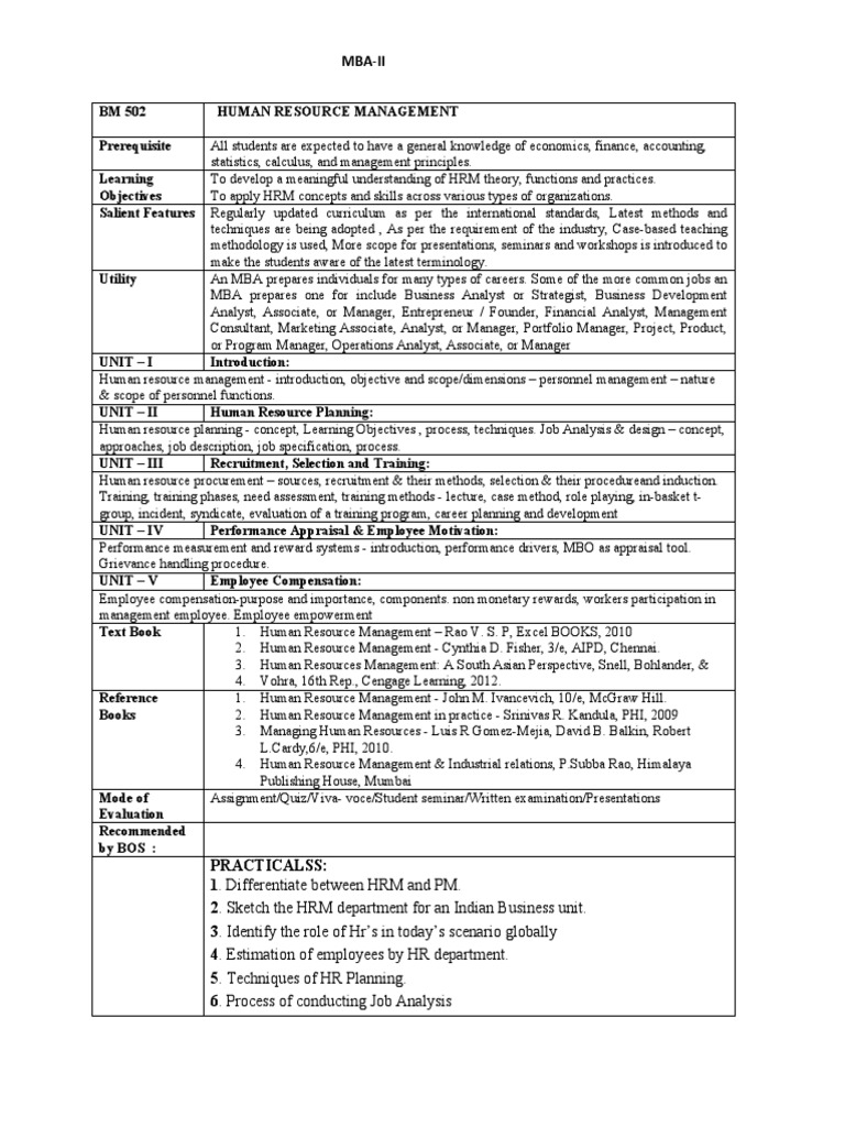 #Syllabus HRM | Download Free PDF | Human Resource Management ...