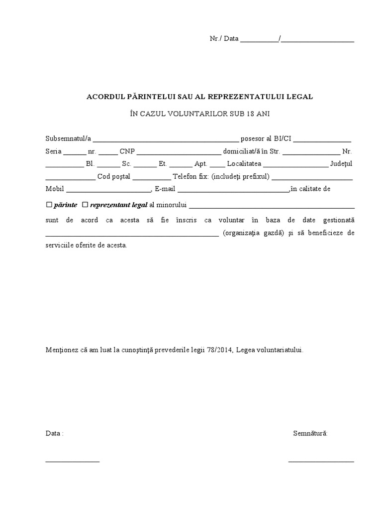 Acordul Parintelui | PDF