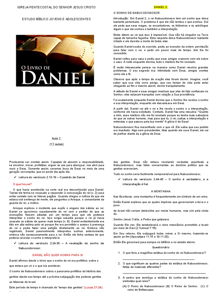 Daniel 2 - Aluno | PDF | Daniel (personagem Bíblica) | Nabucodonosor II