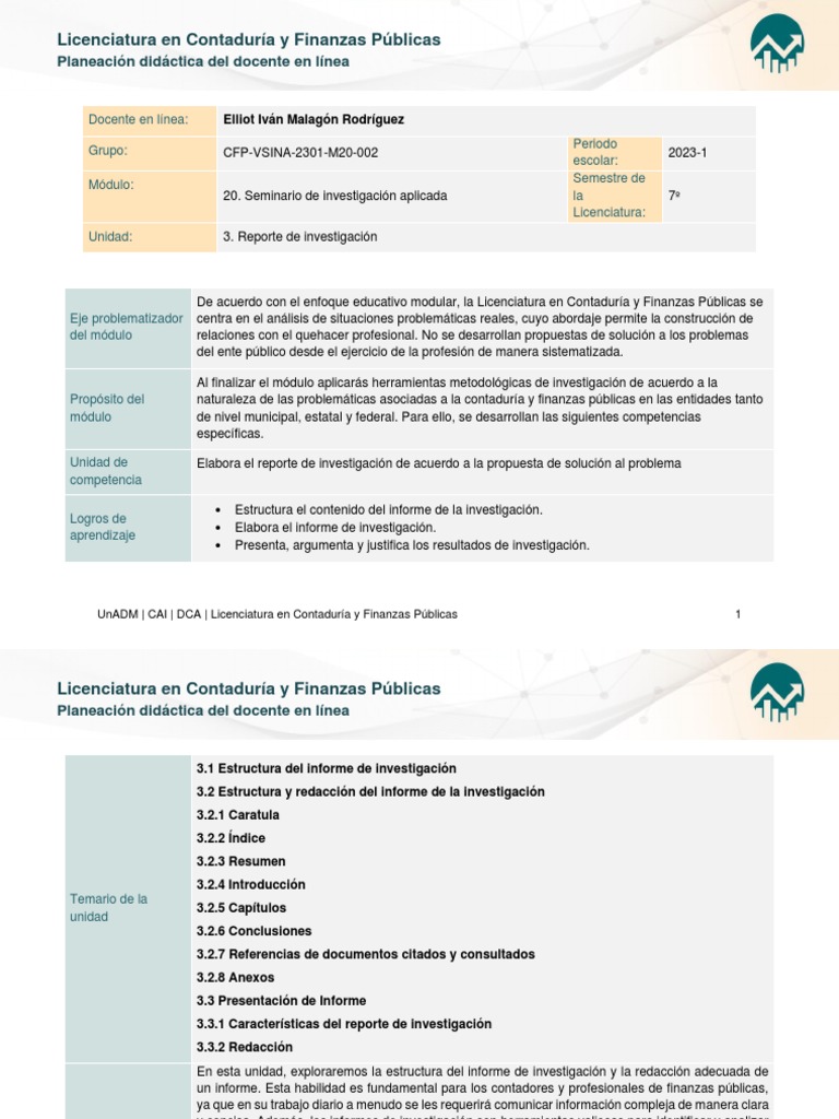 LCFP M20 U3 Planeacion Didactica | PDF | Planificación | Evaluación