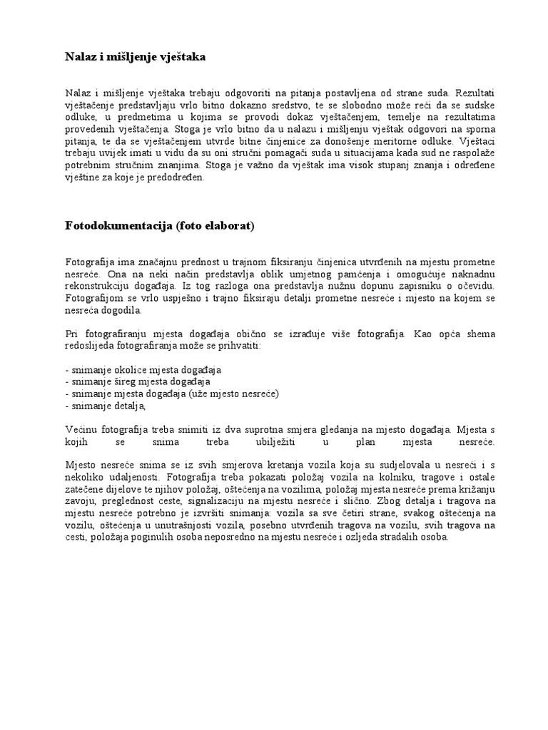 Nalaz I Mišljenje Vještaka | PDF