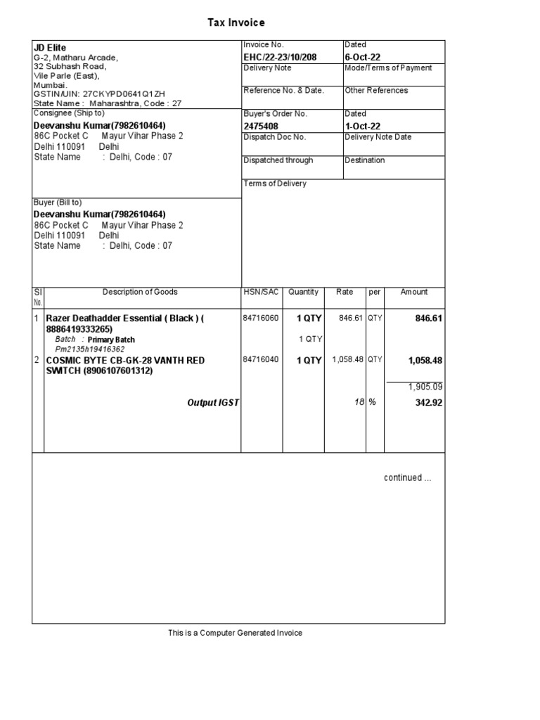 Tax Invoice | Download Free PDF | Government Finances | Taxes