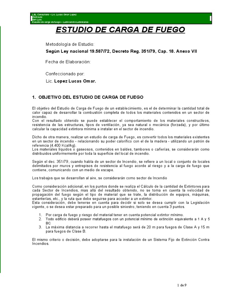 Cálculo de Carga de Fuego y Matafuegos L&L Consultora | PDF | Incendios ...