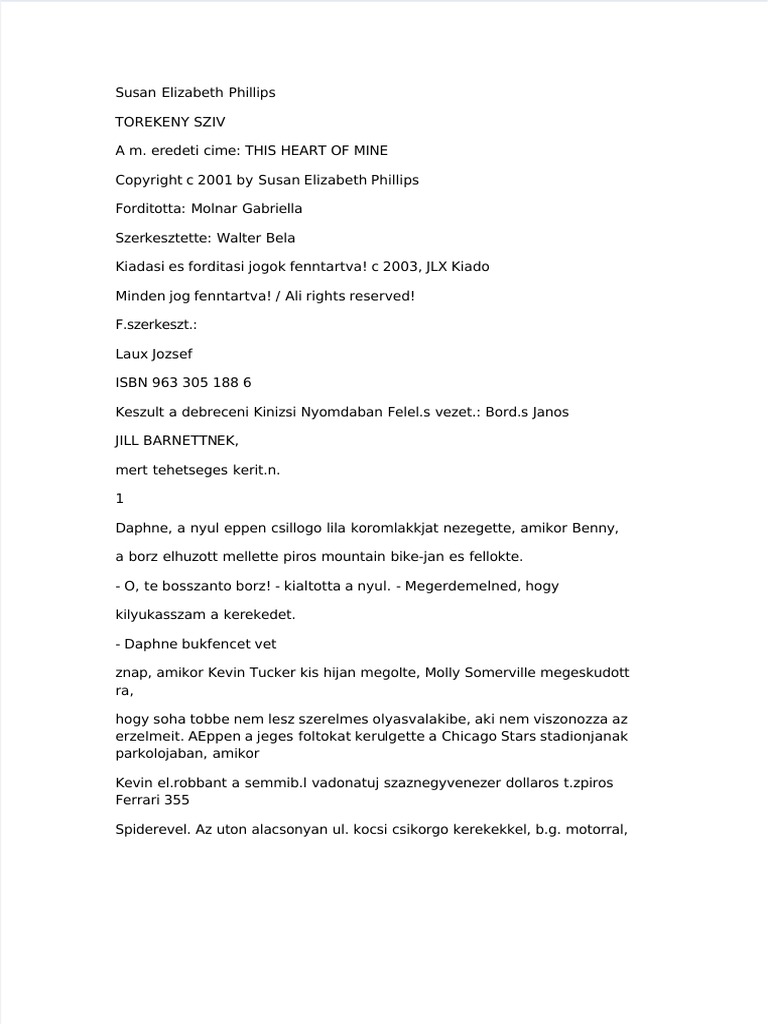 Susan Elizabeth Philips - Törékeny Szív | PDF