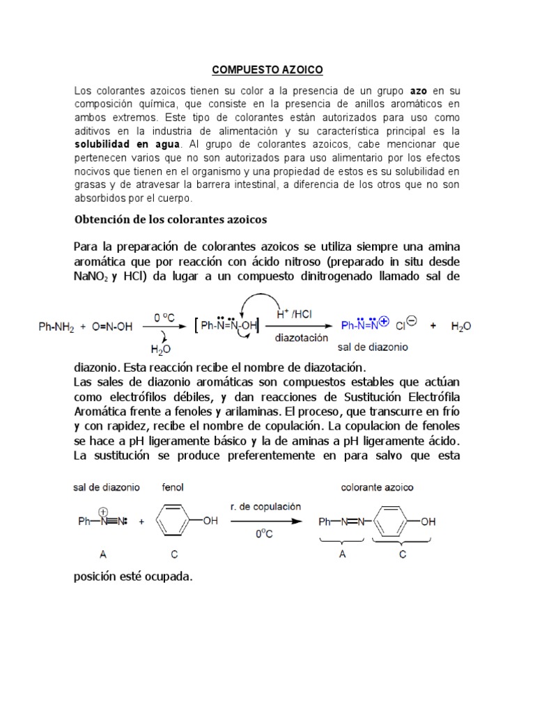 Compuesto Azoico | PDF | Química | Compuestos químicos