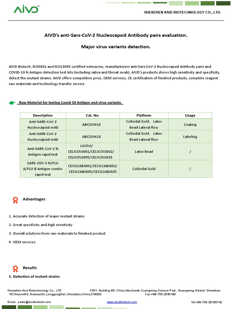 New AIVD's Covid-19 N Antibody and Mutant Strain Test Results | PDF ...