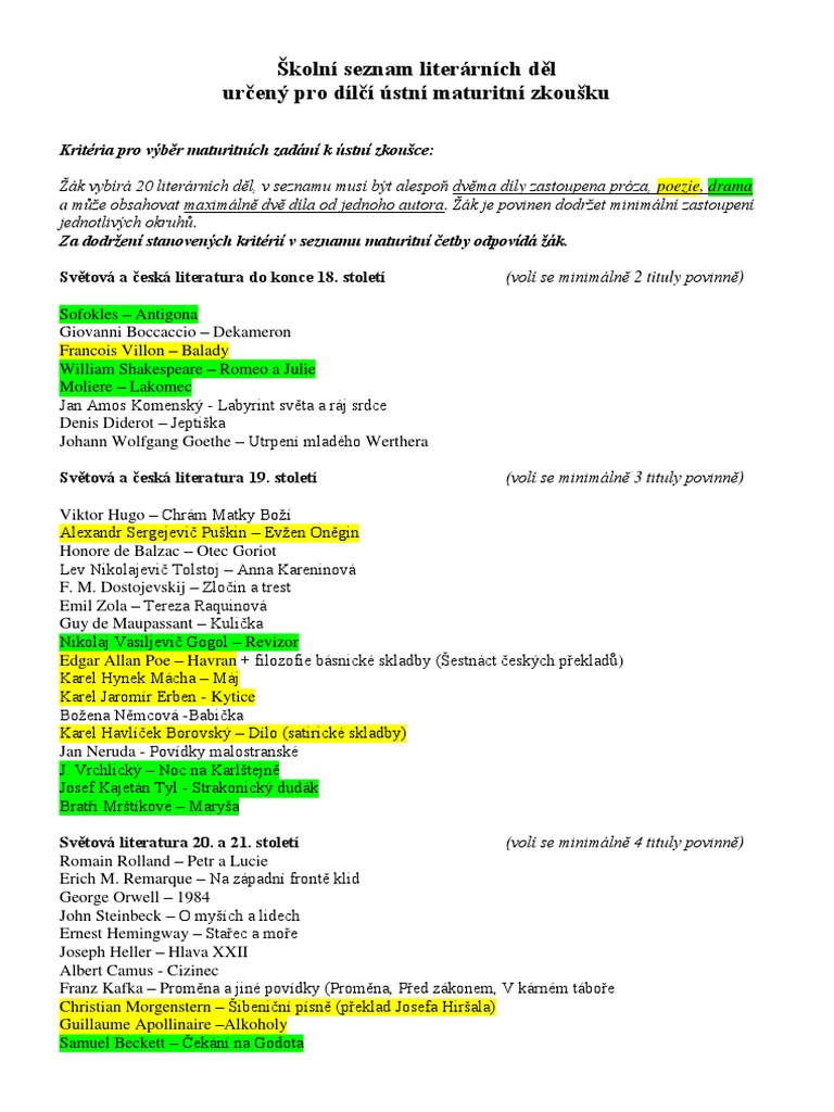 Maturitní Četba | PDF