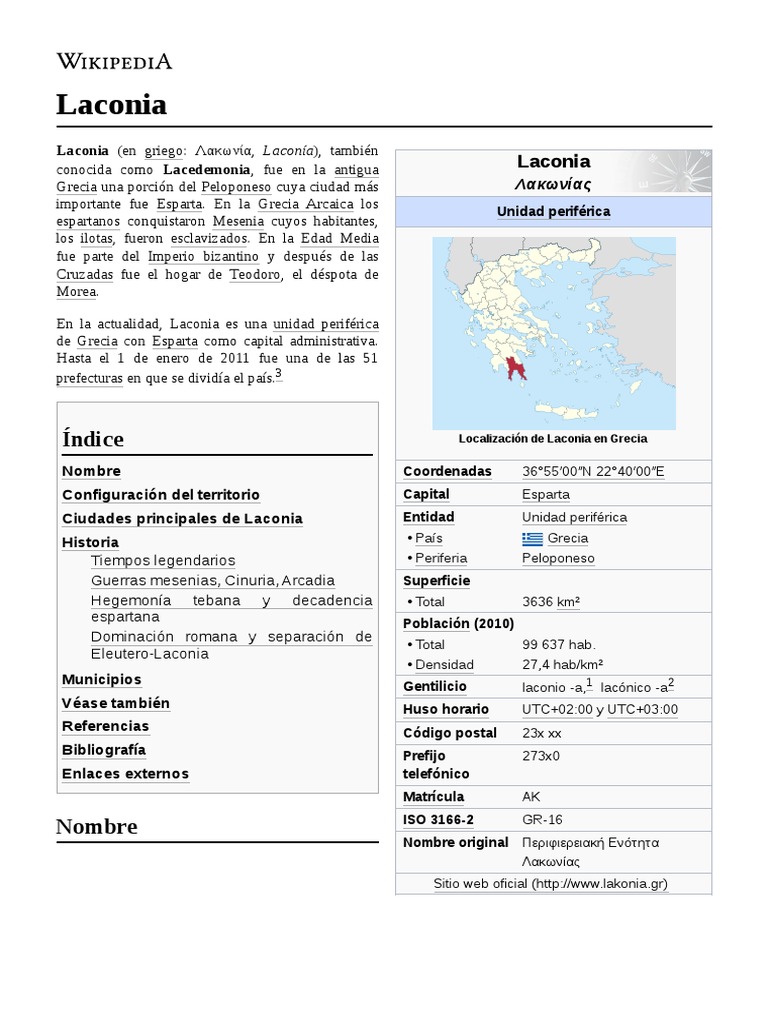 Laconia | PDF | Antigua Grecia | Esparta